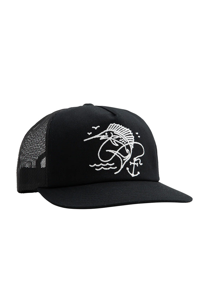 Dark Seas Hooked Hat - Black | Moment Surf Company