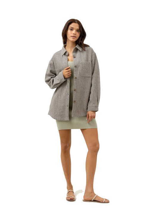 Rhythm Canyon Shacket - Black Check | Moment Surf Company