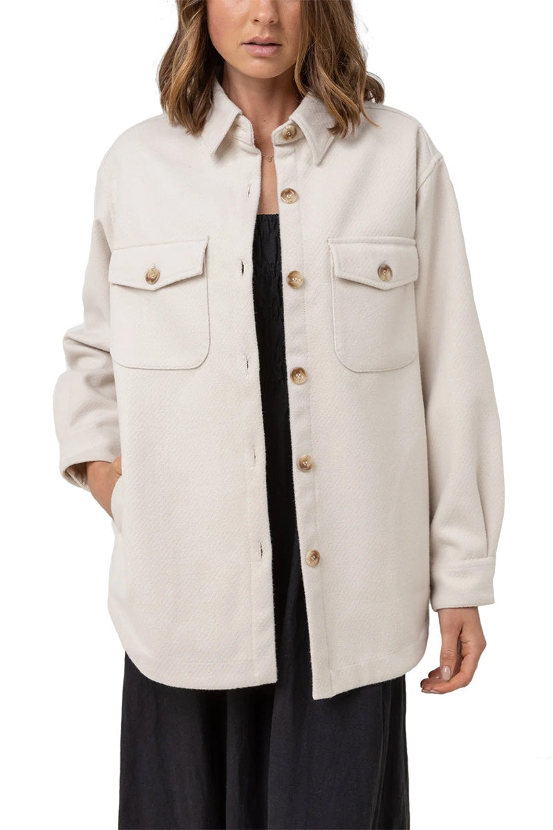 Rhythm Classic Minimal Shacket - Oat | Moment Surf Company