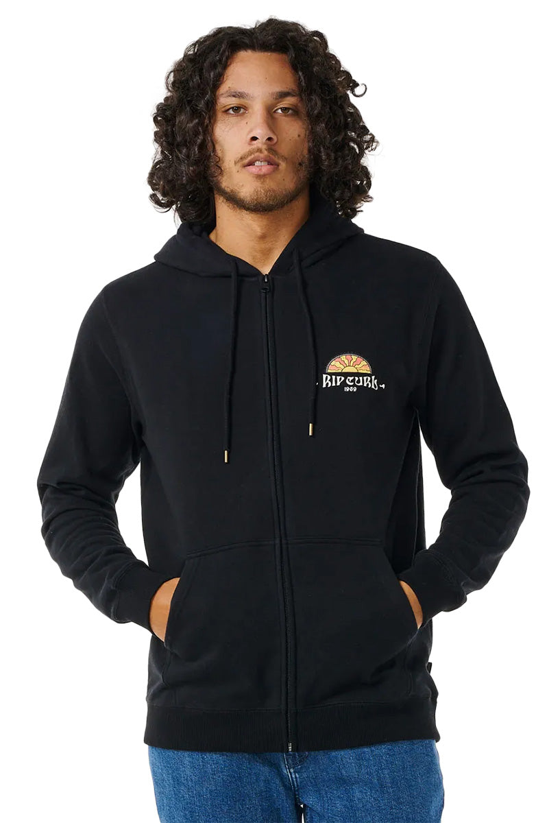 Rip Curl Tubed And Hazed Zip Through Hoodie - Black | Moment Surf Company